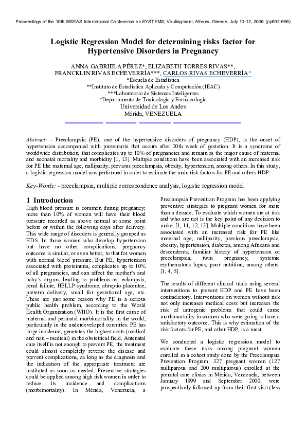 (PDF) Logistic regression model for determining risks factor for ...