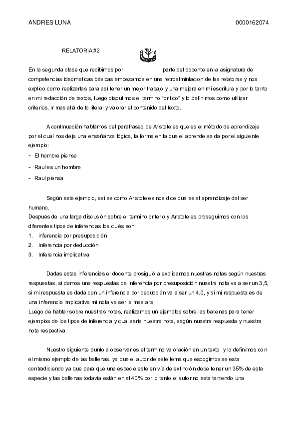 (DOC) Relatoria # | Andres Luna - Academia.edu