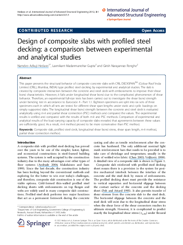 (PDF) Design of composite slabs with profiled steel decking: a ...