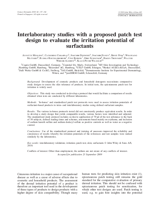 (PDF) Interlaboratory studies with a proposed patch test design to ...