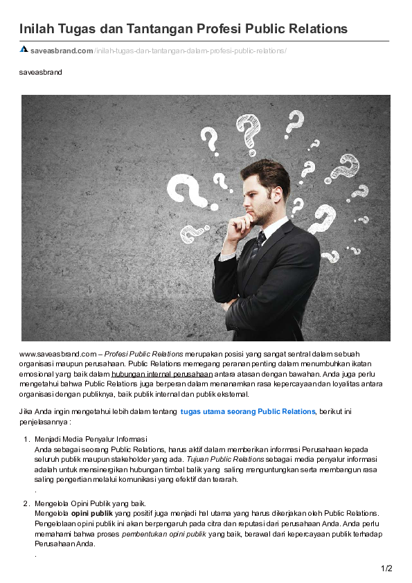 (PDF) Inilah Tugas dan Tantangan Profesi Public Relations