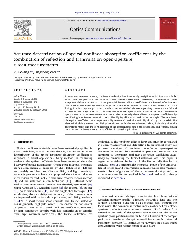 (PDF) Accurate determination of optical nonlinear absorption ...