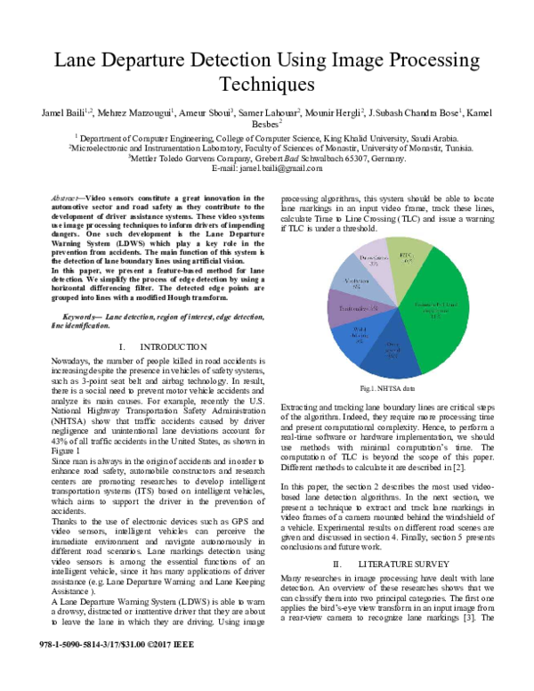 (PDF) Lane Departure Detection Using Image Processing Techniques
