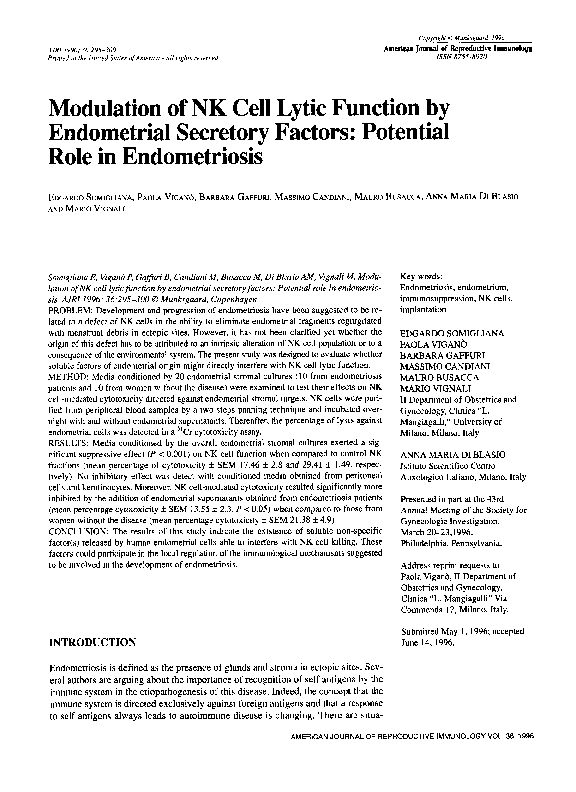 (PDF) Modulation of NK Cell Lytic Function by Endometrial Secretory ...