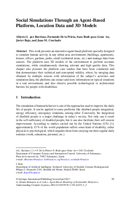 (PDF) Social Simulations Through an Agent-Based Platform, Location Data and 3D Models