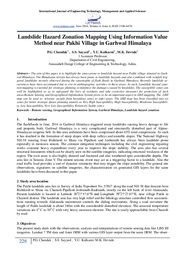 (PDF) Landslide Hazard Zonation Mapping Using Information Value Method near Pakhi Village in ...