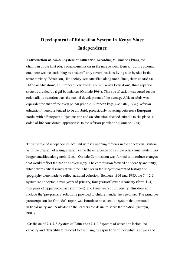 (DOC) Development of Education System in Kenya Since