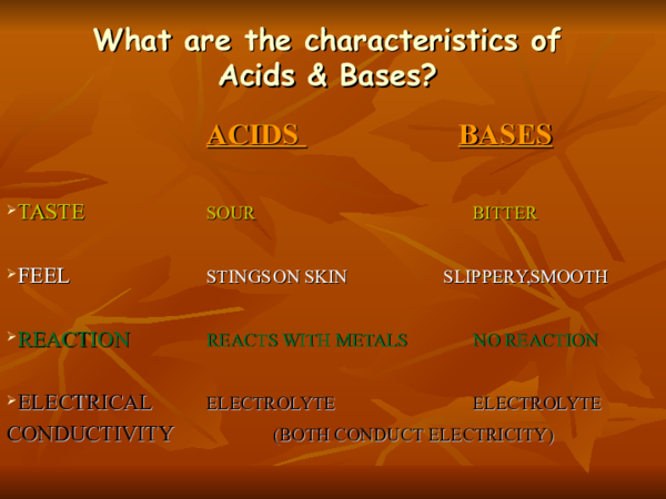 (PPT) What are the characteristics of Acids & Bases
