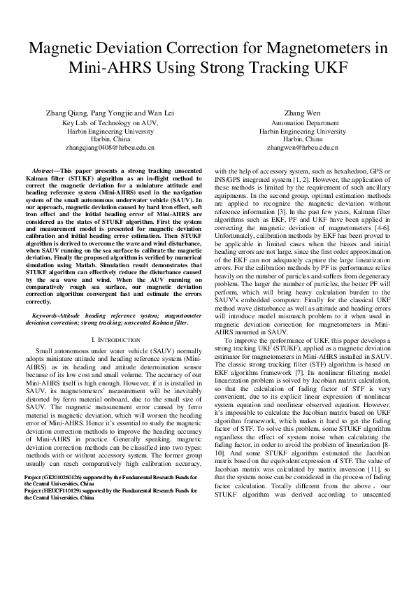 (PDF) Magnetic Deviation Correction for Magnetometers in Mini-AHRS ...