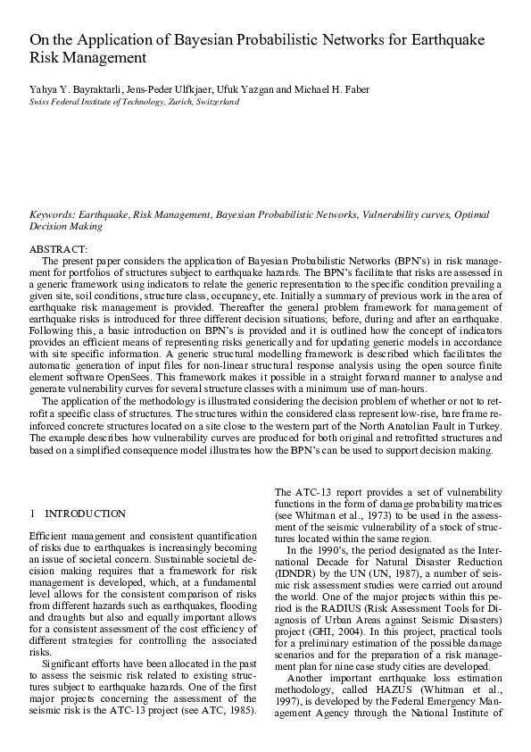 (PDF) On the application of Bayesian probabilistic networks for ...