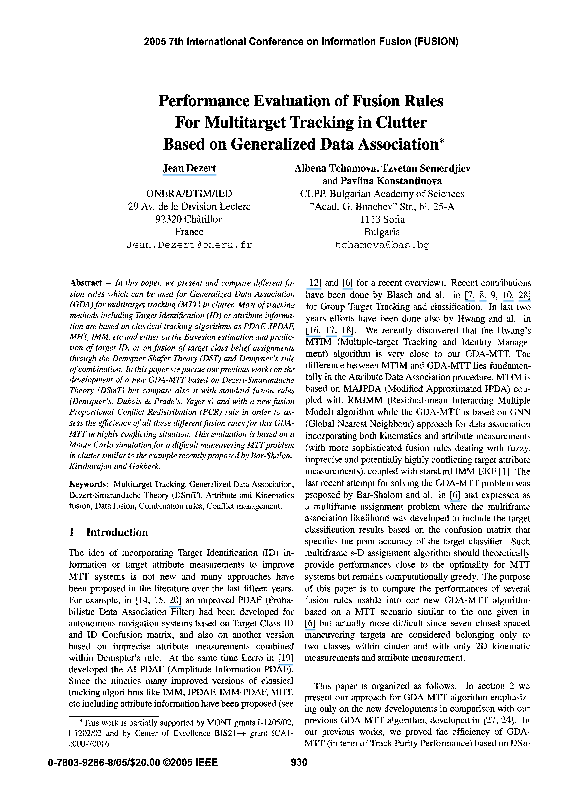 Pdf Performance Evaluation Of Fusion Rules For Multitarget Tracking In Clutter Based On