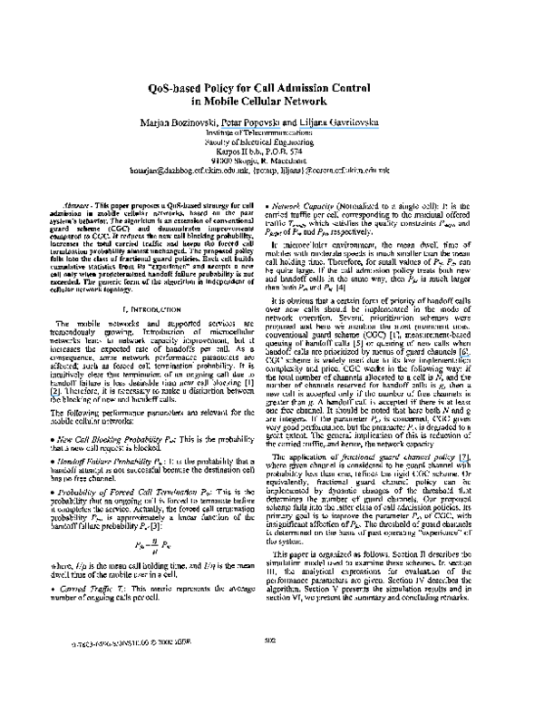 (PDF) QoS-based Call Admission in Cellular Networks