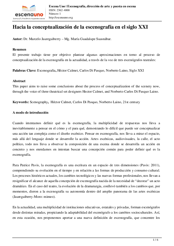 (PDF) Escena Uno | Escenografía, dirección de arte y puesta en escena