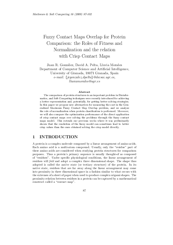 (PDF) Fuzzy Contact Maps Overlap for Protein Comparison: the Roles of Fitness and Normalization ...