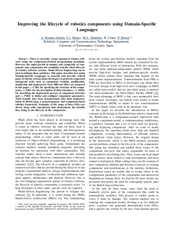 (PDF) Improving the lifecycle of robotics components using Domain-Specific Languages | Pablo ...