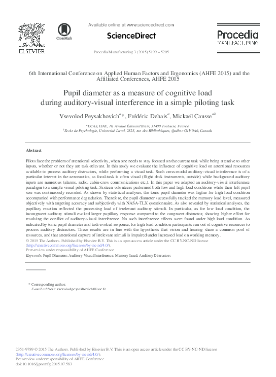 (PDF) Pupil Diameter as a Measure of Cognitive Load during Auditory ...