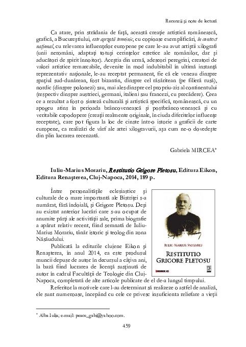 (PDF) Adrian-Cosmin IUŞAN, Iuliu-Marius Morariu, Restitutio Grigore ...