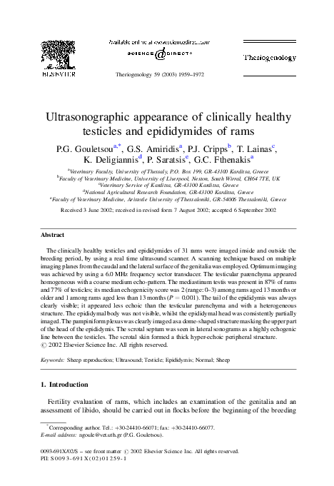 (PDF) Ultrasonographic appearance of clinically healthy testicles and ...