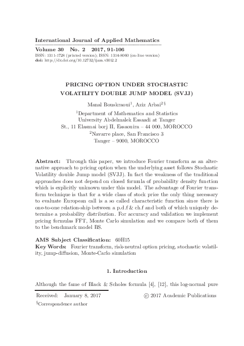 Pdf Pricing Option Under Stochastic Volatility Double Jump Model Svjj