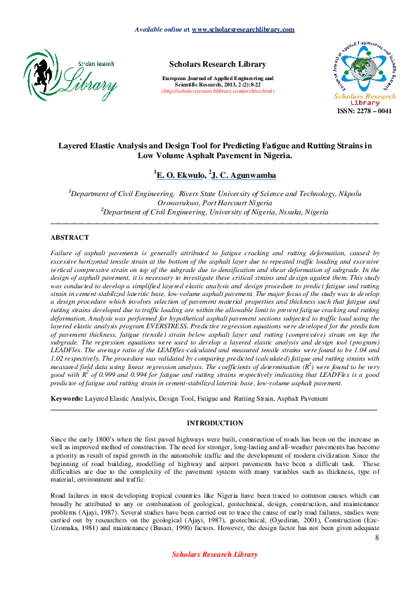 Pdf Layered Elastic Analysis And Design Tool For Predicting Fatigue And Rutting Strains In Low
