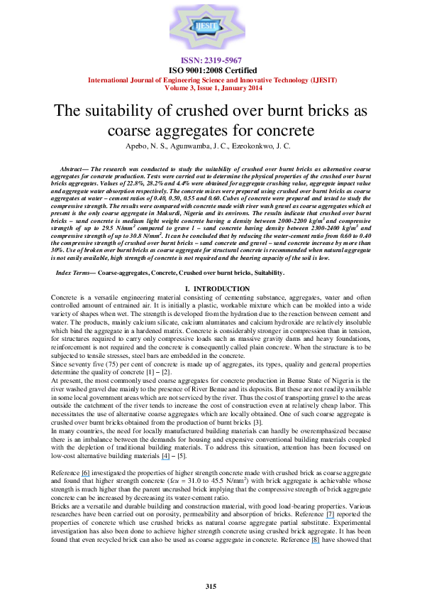 (PDF) The suitability of crushed over burnt bricks as coarse aggregates ...
