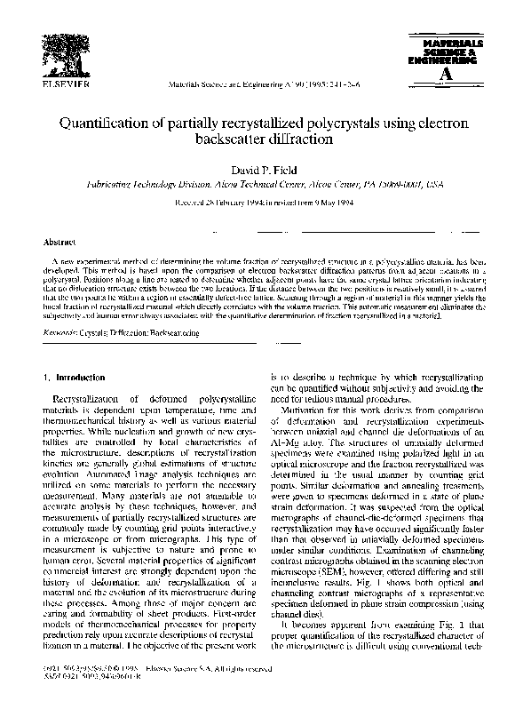 (PDF) Quantification of partially recrystallized polycrystals using ...