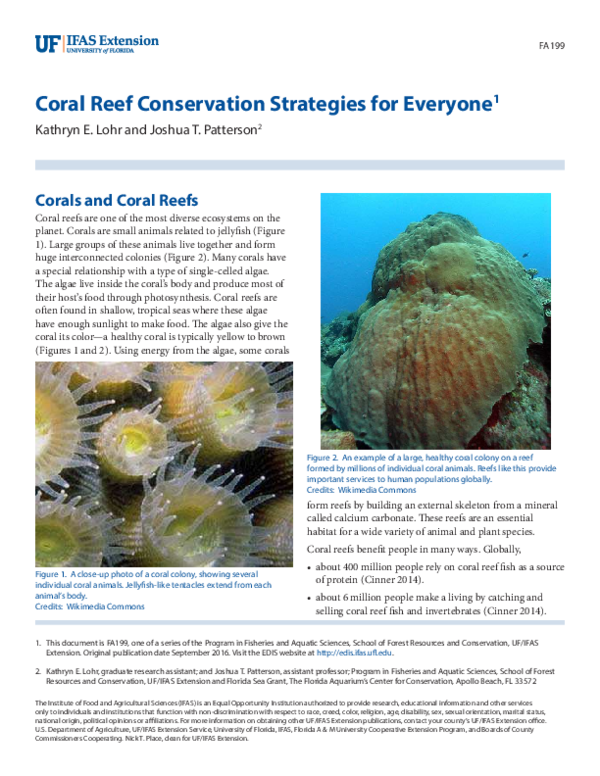 (PDF) Coral Reef Conservation Strategies for Everyone