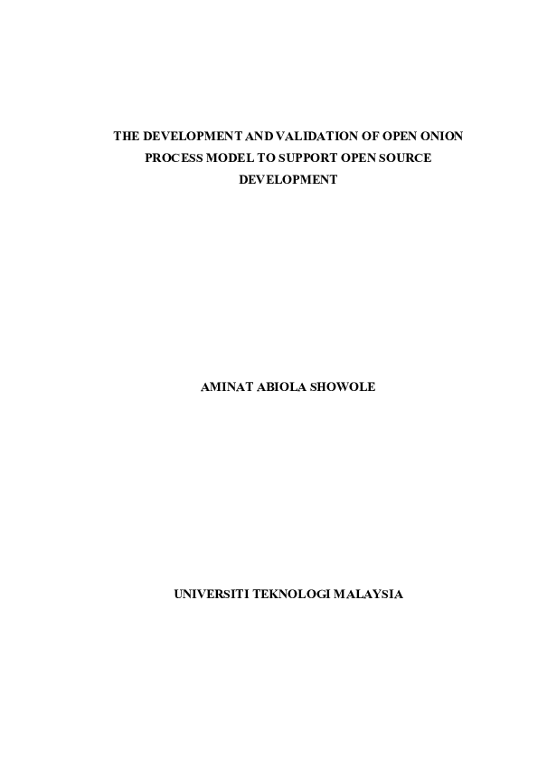 (PDF) An open onion process model to support open source development