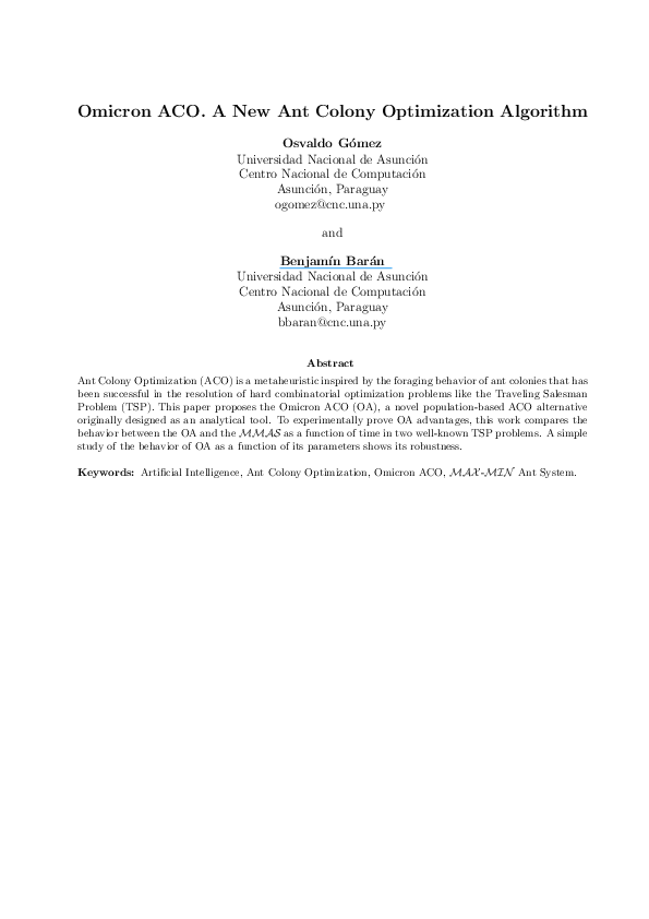 (PDF) Omicron ACO. A New Ant Colony Optimization Algorithm