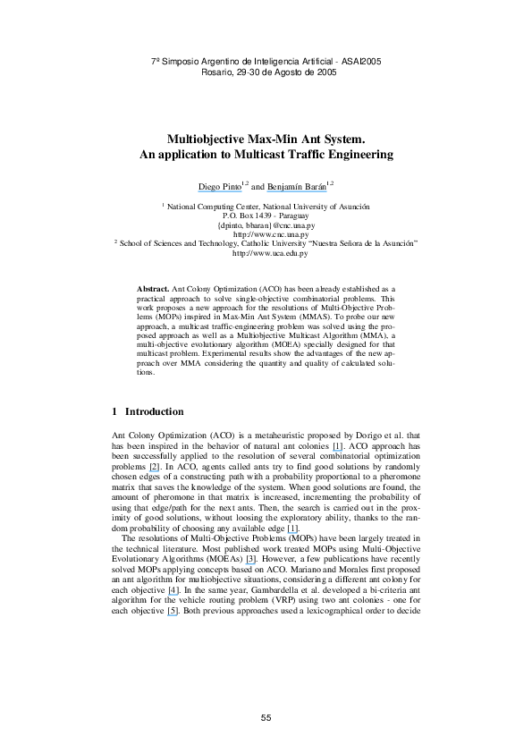 Pdf Multiobjective Max Min Ant System An Application To Multicast Traffic Engineering