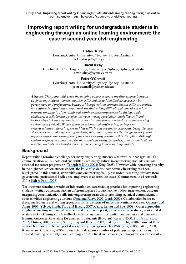 (PDF) Improving report writing for undergraduate students in ...