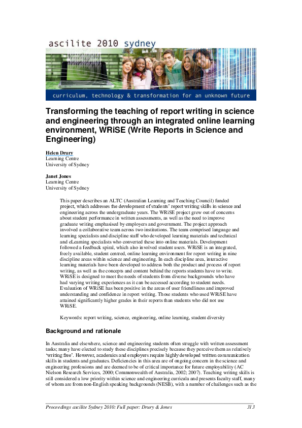 (PDF) … the teaching of report writing in science and engineering ...