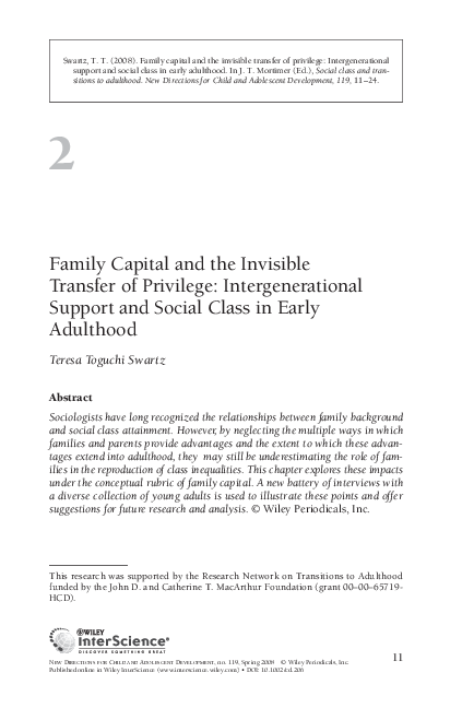 (PDF) Family capital and the invisible transfer of privilege ...