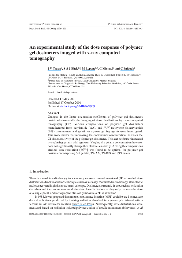 (PDF) An experimental study of the dose response of polymer gel ...