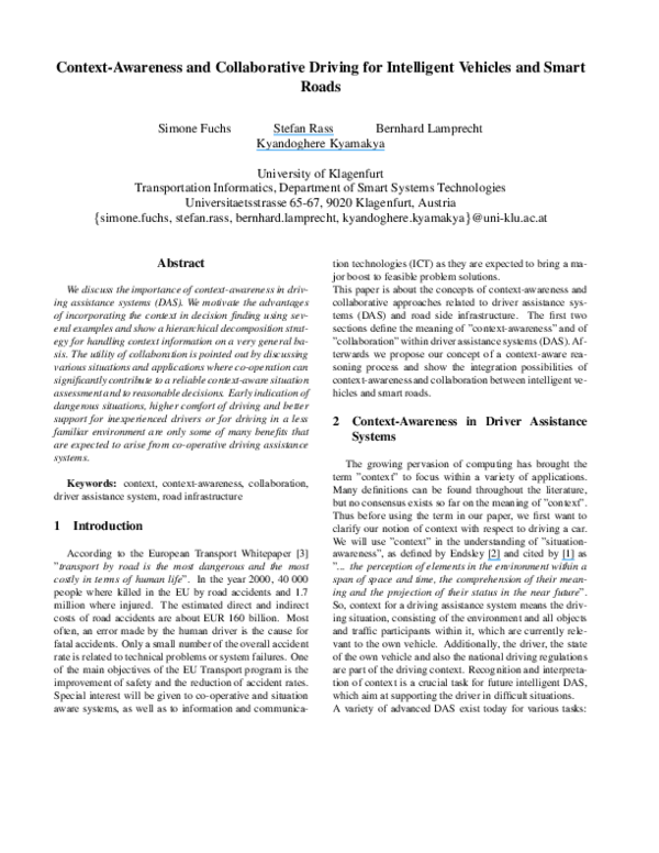 (PDF) Context-awareness and collaborative driving for intelligent ...