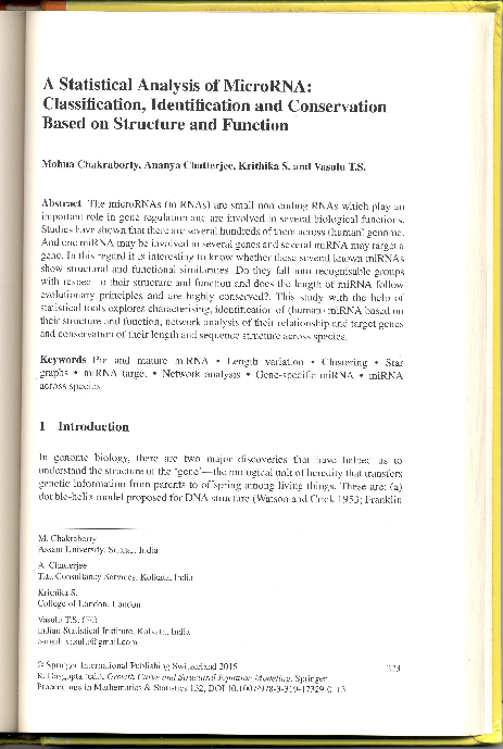 (PDF) A Statistical Analysis of MicroRNA: Classification ...