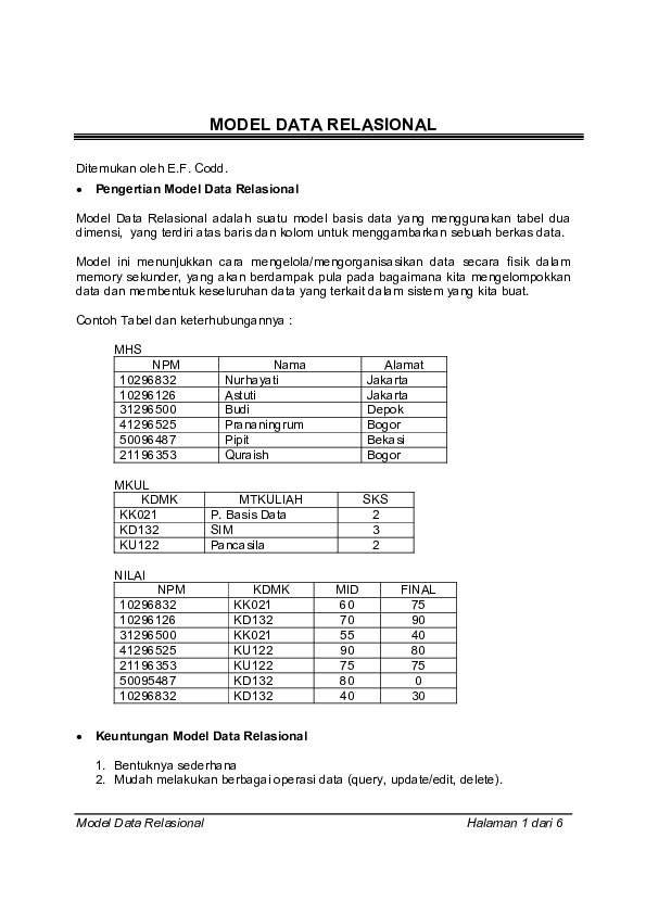 (PDF) MODEL DATA RELASIONAL