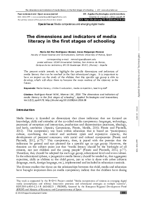 (PDF) THE DIMENSIONS AND INDICATORS OF MEDIA LITERACY IN THE FIRST ...