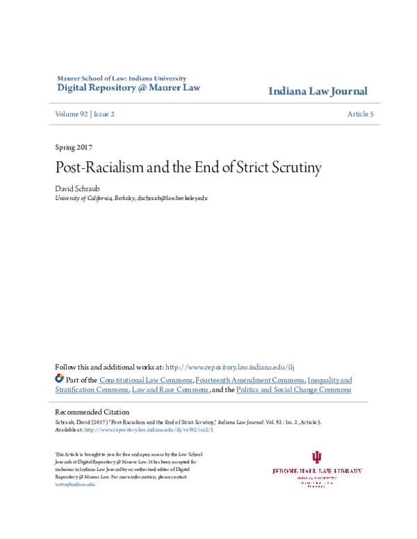 (PDF) Post-Racialism and the End of Strict Scrutiny
