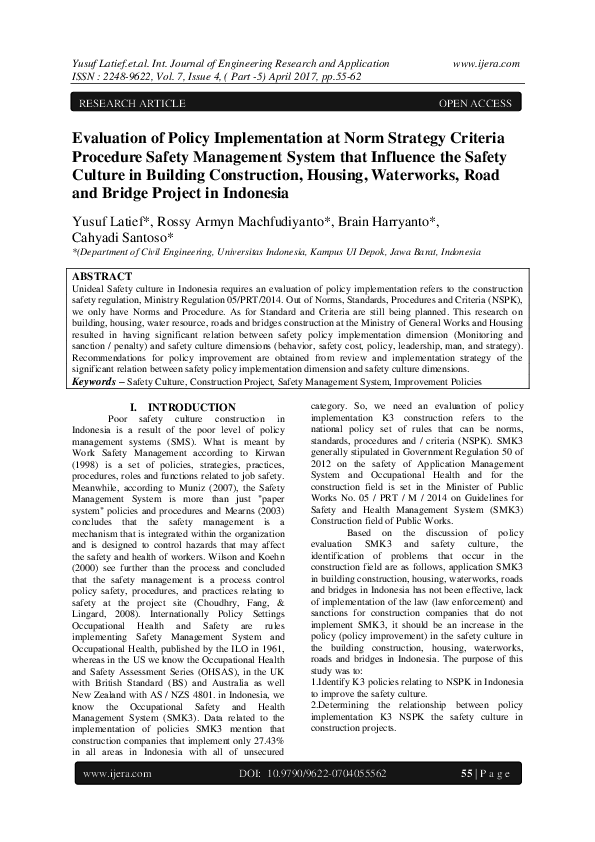 (PDF) Evaluation of Policy Implementation at Norm Strategy Criteria ...