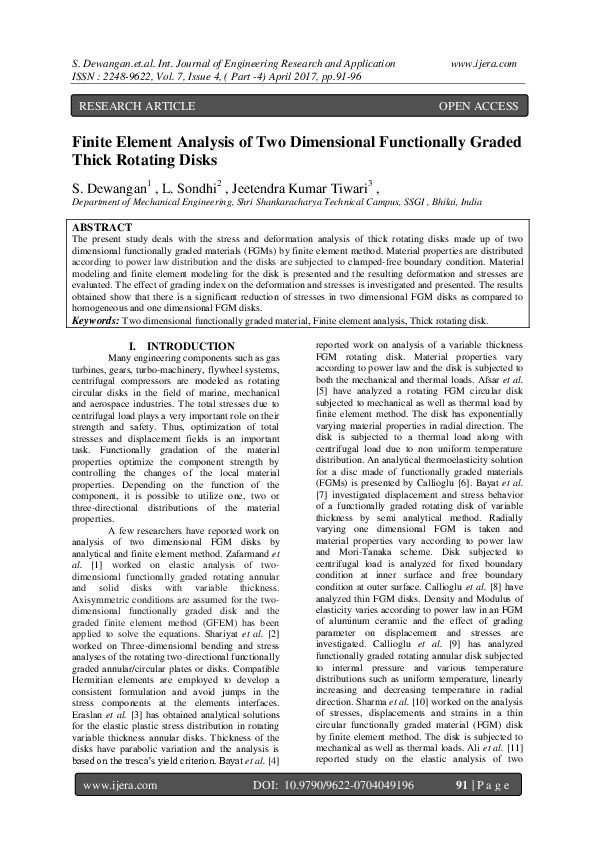 Pdf Finite Element Analysis Of Two Dimensional Functionally Graded