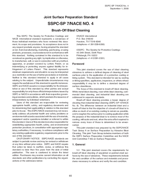 (PDF) SSPC SP7 Brush Off Blast Cleaning 2000 | Luís Pires - Academia.edu
