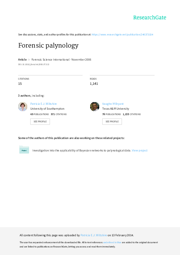 Pdf Forensic Palynology Why Do It And How It Works