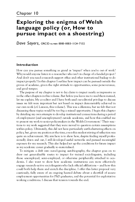 (PDF) Exploring the enigma of Welsh language policy (or How to pursue ...