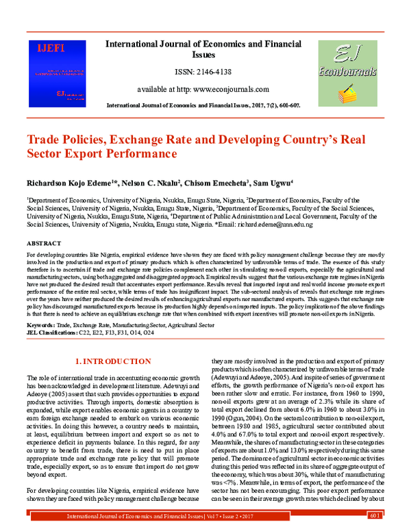 (PDF) Trade Policies, Exchange Rate and Developing Country's Real ...