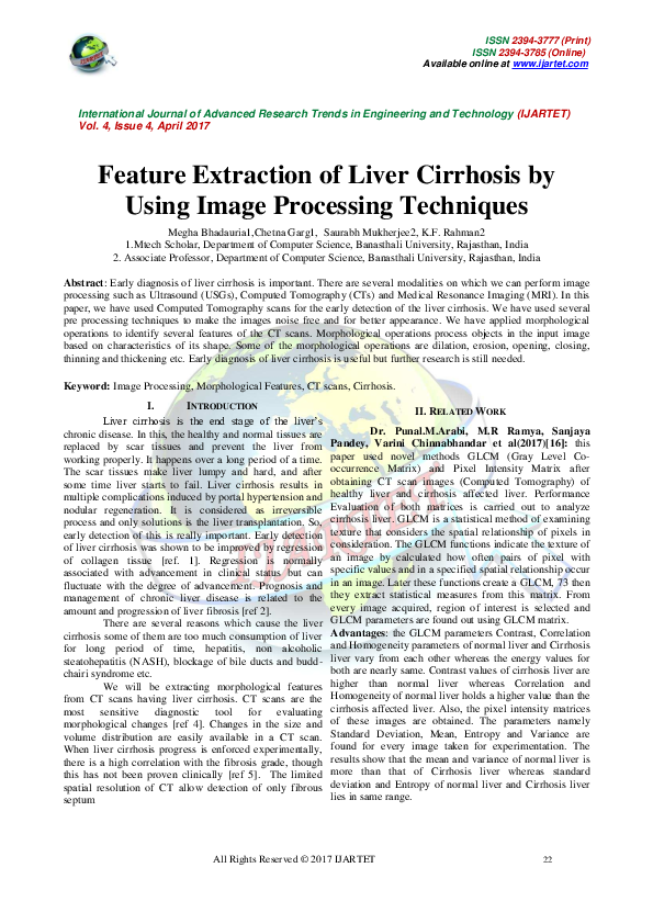 (PDF) Feature Extraction of Liver Cirrhosis by Using Image Processing ...