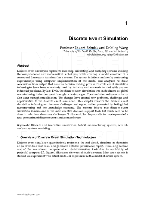 Pdf Discrete Event Simulation State Of The Art