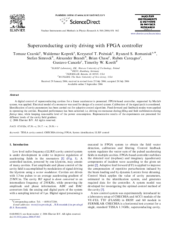 (PDF) Superconducting cavity driving with FPGA controller | G. Cancelo - Academia.edu