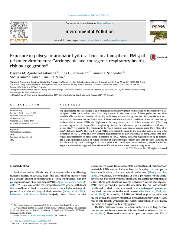 (PDF) Exposure to polycyclic aromatic hydrocarbons in atmospheric PM 1.0 of urban environments ...