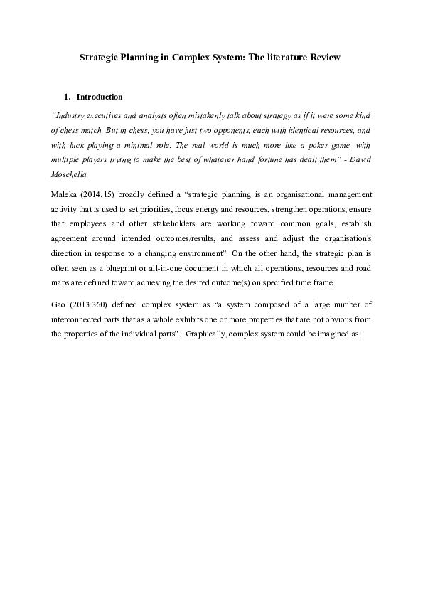 (DOC) Strategic Planning in Complex System
